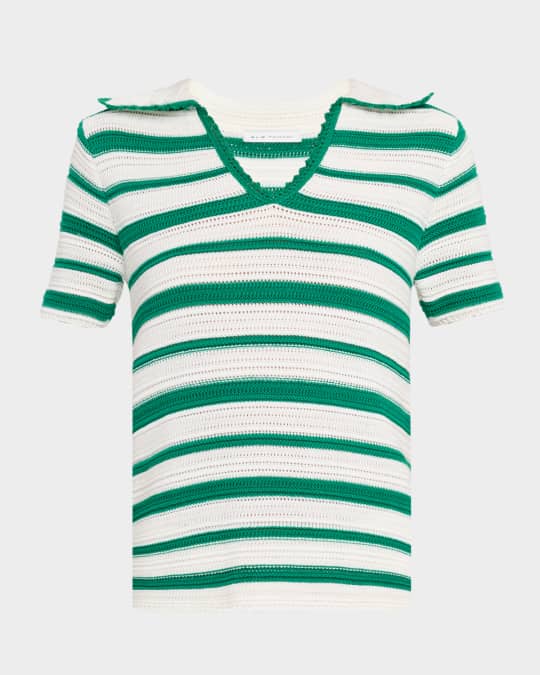 Elie Tahari The Harlow Stripe Knit Polo Top | Neiman Marcus