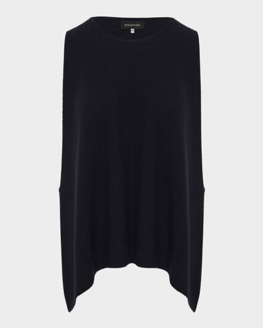 Eskandar Cashmere Moss Stitch A-Line Sleeveless Sweater (Mid Plus ...