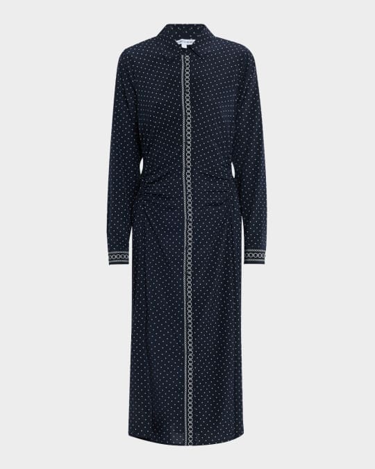 Veronica Beard Lex Polka Dot Silk Midi Dress | Neiman Marcus
