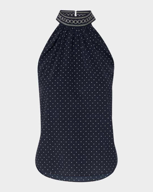 Veronica Beard Kovi Silk High-Neck Top | Neiman Marcus