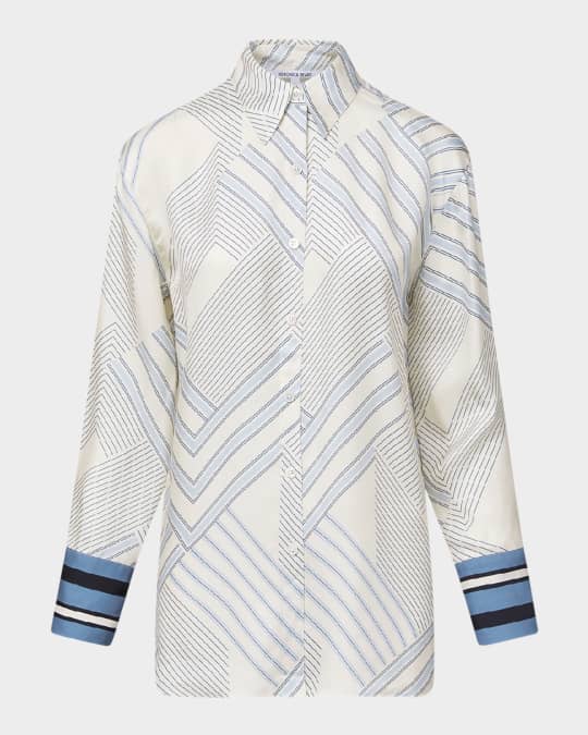 Veronica Beard Delila Printed Long-Sleeve Blouse | Neiman Marcus