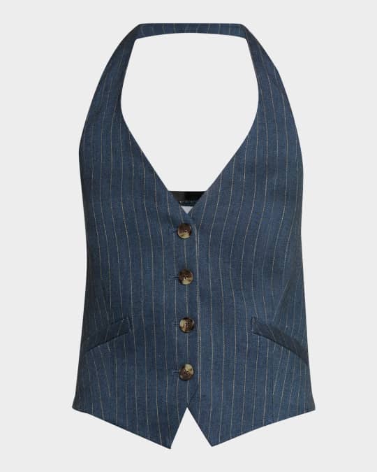 Veronica Beard Arabella Pinstripe Halter Vest | Neiman Marcus