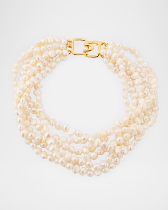 Kenneth Jay Lane Six Row Pearly Strand Necklace | Neiman Marcus