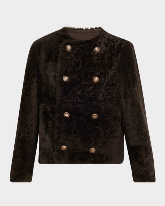 Brunello Cucinelli Reversible Sheep Shearling Double-Breasted Jacket ...