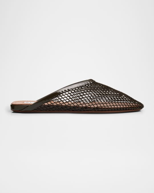 ALAIA Mesh Flat Mules | Neiman Marcus