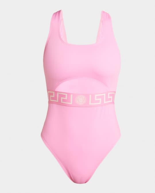 Versace Greca Border Cutout One-Piece Swimsuit | Neiman Marcus