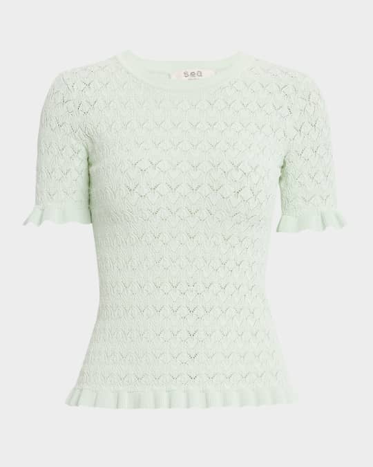 Sea Rue Fine Knit Short-Sleeve Top | Neiman Marcus