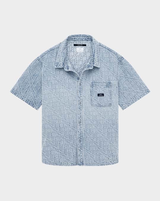 Ksubi Men's Boxer Shirt Tile Denim Short-Sleeve Shirt | Neiman Marcus