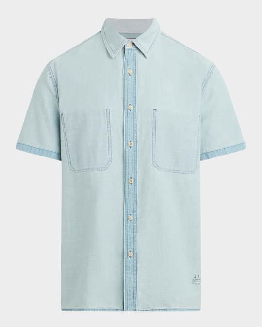 Joe's Jeans Men's Reverse Chambray Camp Shirt | Neiman Marcus