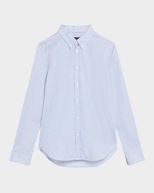 Nili Lotan Dyllan Striped Shrunken Button-Down Shirt | Neiman Marcus