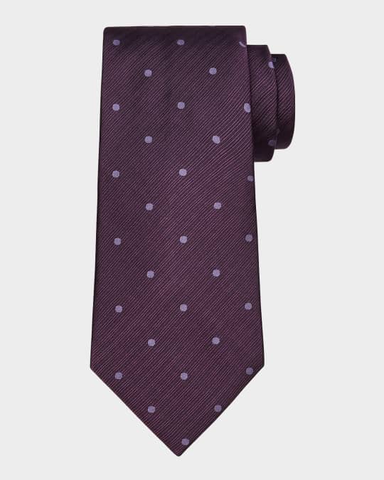 TOM FORD Men's Polka Dot Textured Stripe Silk Tie | Neiman Marcus