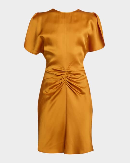 Victoria Beckham Ruched Gathered-Waist Mini Dress | Neiman Marcus