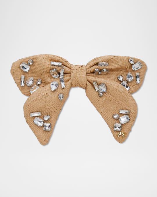 Lele Sadoughi Libby Candy Crystal Raffia Bow | Neiman Marcus