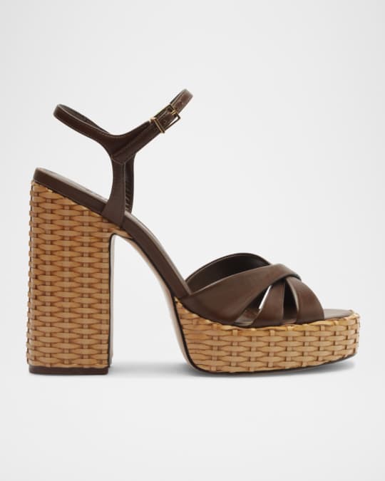 Schutz Keefa Woven-Heel Platform Sandals | Neiman Marcus