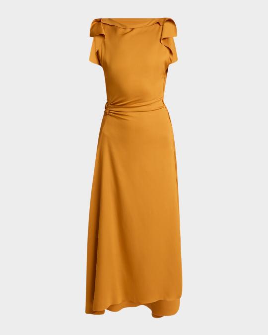 Victoria Beckham Drape Sleeve Midi Dress | Neiman Marcus