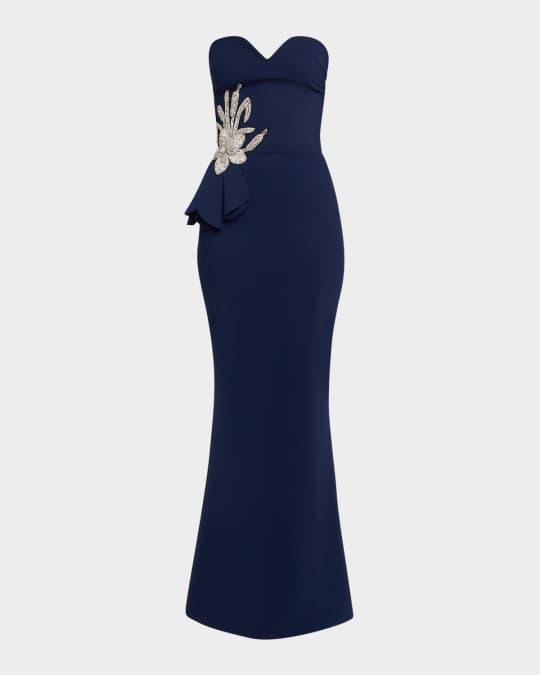 Chiara Boni La Petite Robe Strapless Flower-Embellished Mermaid Gown ...