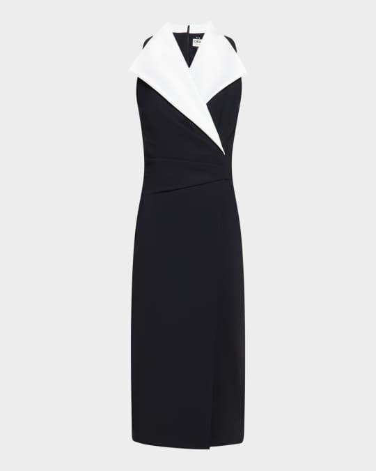 Chiara Boni La Petite Robe Sleeveless Pleated Two-Tone Midi Dress ...