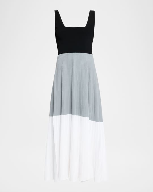MARIA MCMANUS Color Block Square-Neck Midi Dress | Neiman Marcus
