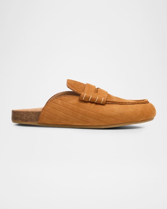 JW Anderson Men's Stitch Suede Loafer Mules | Neiman Marcus
