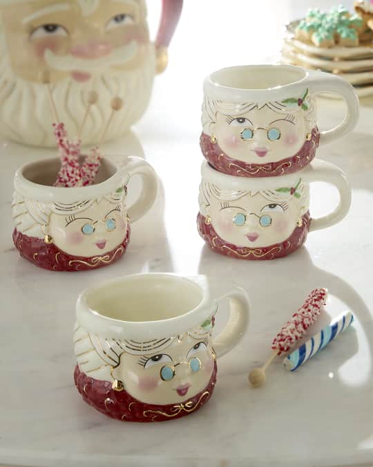Glitterville Mrs. Papa Noel 10 oz. Mugs, Set of 4 | Neiman Marcus