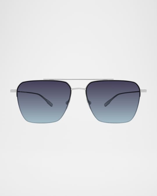 Barton Perreira Men's Armstrong Titanium Aviator Sunglasses | Neiman Marcus