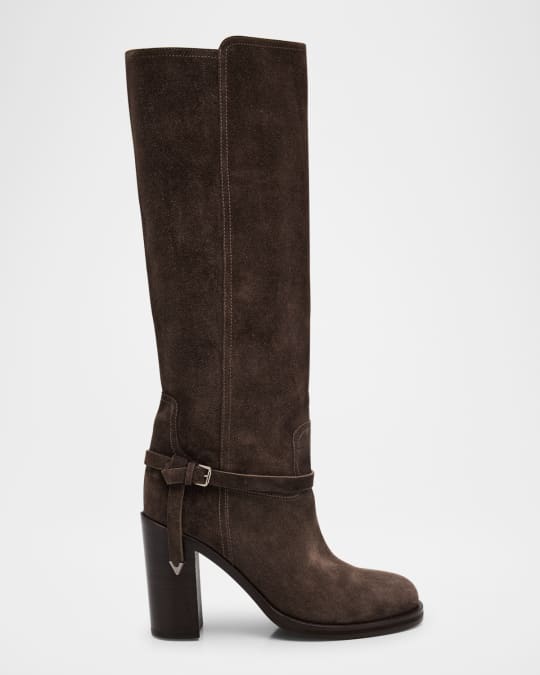 Brunello Cucinelli City Suede Knee-High Boots | Neiman Marcus