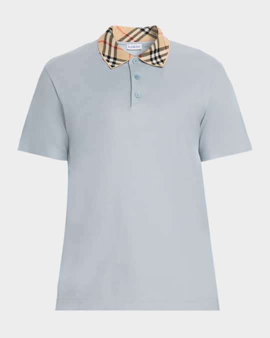 Burberry Men's Cotton Check-Collar Polo Shirt | Neiman Marcus