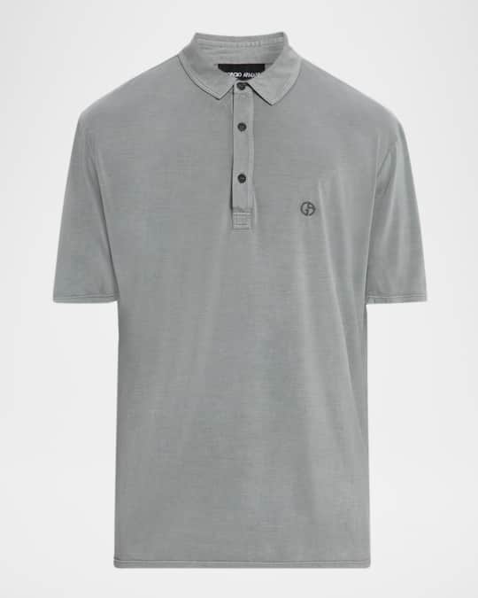 Giorgio Armani Men's Silk and Cotton Jersey Polo Shirt | Neiman Marcus