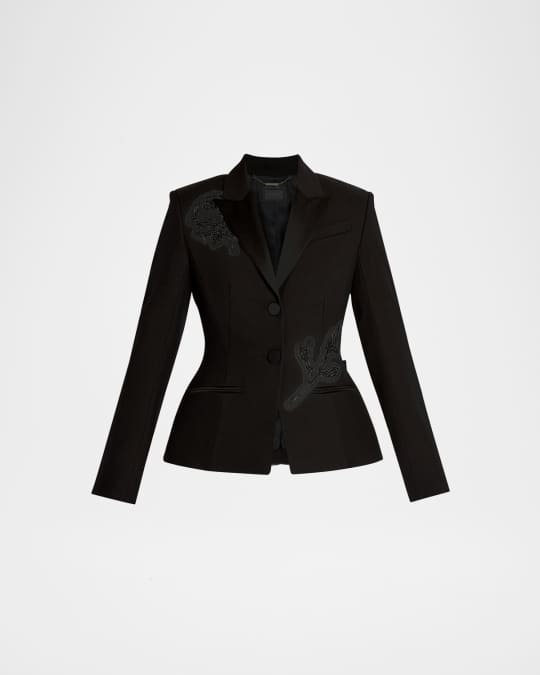 Erdem Crystal Rose Hourglass Single-Breasted Blazer | Neiman Marcus
