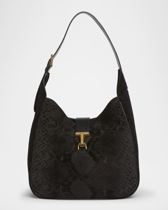 TOM FORD Monarch Medium Hobo Bag in Python-Effect Suede | Neiman Marcus