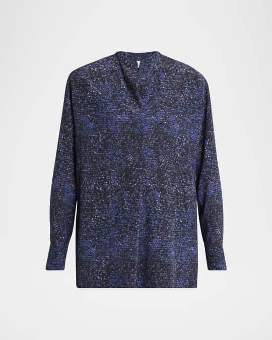 Isabel Marant Sima Mosaic Stretch Silk Top | Neiman Marcus