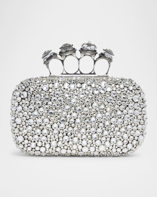 McQueen Skull Spider Four Ring Crystal Clutch Bag | Neiman Marcus