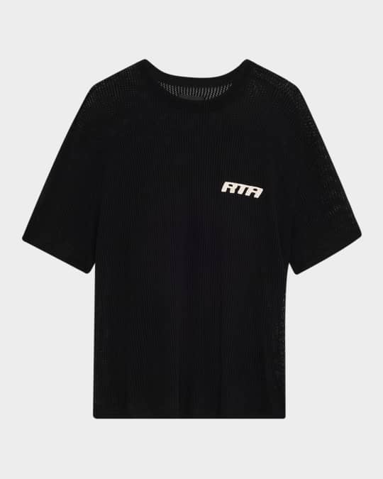 RTA Men's Ian Short-Sleeve Mesh Logo T-Shirt | Neiman Marcus