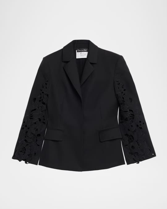Oscar de la Renta Botanical Guipure Single-Breasted Tailored Jacket ...