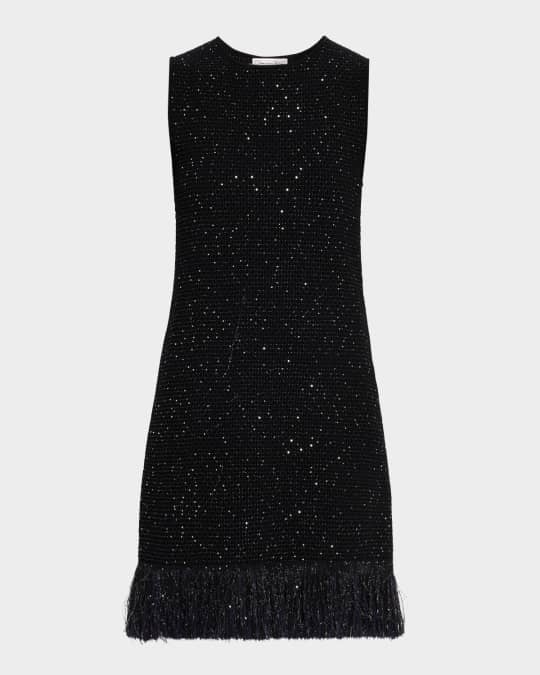Oscar de la Renta Tweed Textured Sleeveless Fringed Mini Dress | Neiman ...