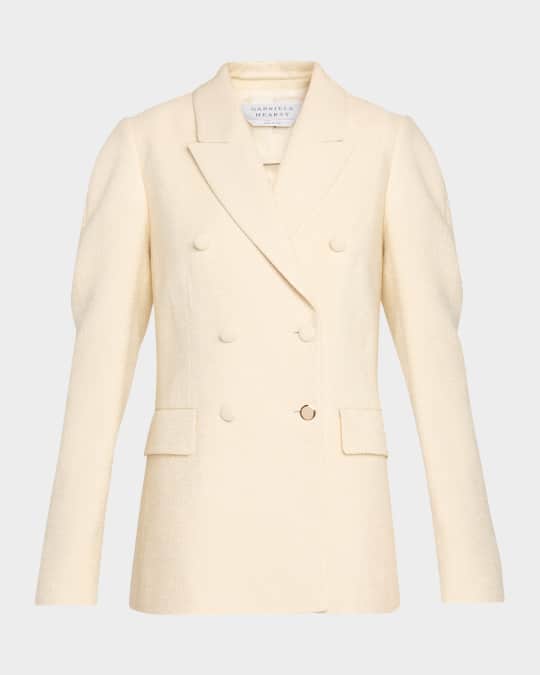 Gabriela Hearst Sedna Puff-Sleeve Double-Breasted Silk Blazer | Neiman ...
