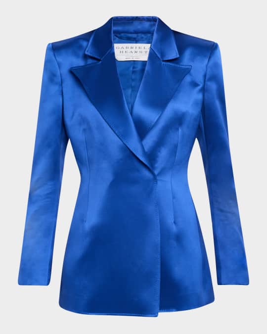 Gabriela Hearst Aleah Double-Breasted Silk Blazer | Neiman Marcus