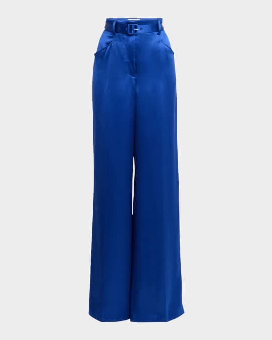 Gabriela Hearst Norman Belted Silk Wide-Leg Pants | Neiman Marcus