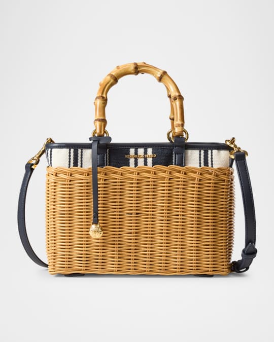 Veronica Beard Woven Wicker Crossbody Bag with Striped Canvas | Neiman ...