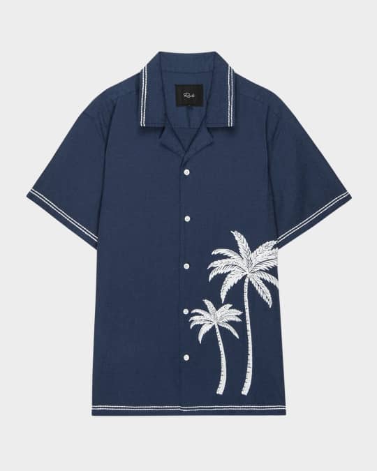 Rails Men's Gibson Embroidered Palm Camp Shirt | Neiman Marcus
