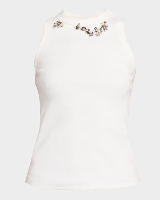 AREA Distressed Crystal Tank Top | Neiman Marcus
