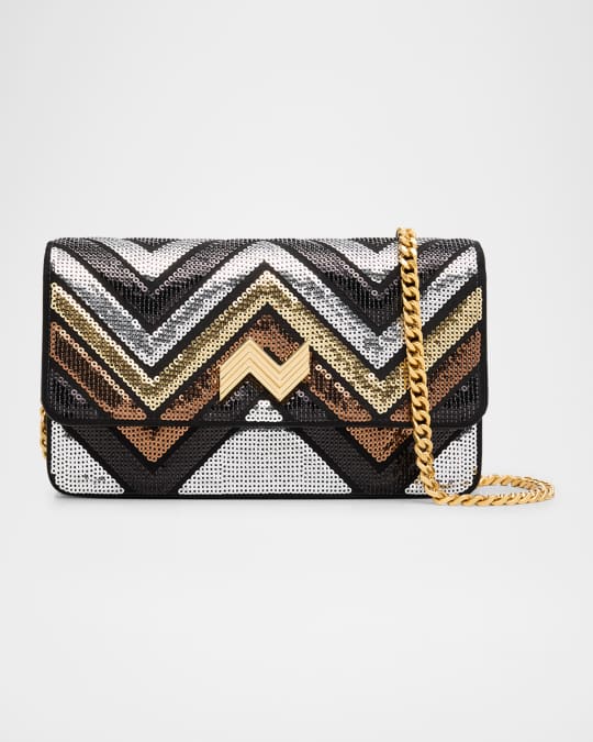 Missoni Wave Small Sequin Leather Wallet on Chain | Neiman Marcus