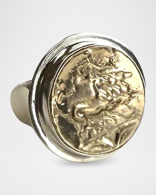 Dina Mackney Mixed Metal Coin Ring with Solid Sterling Silver Base ...