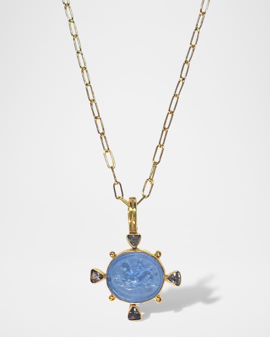 Dina Mackney Iolite and Cupid on Dolphin Intaglio Necklace | Neiman Marcus