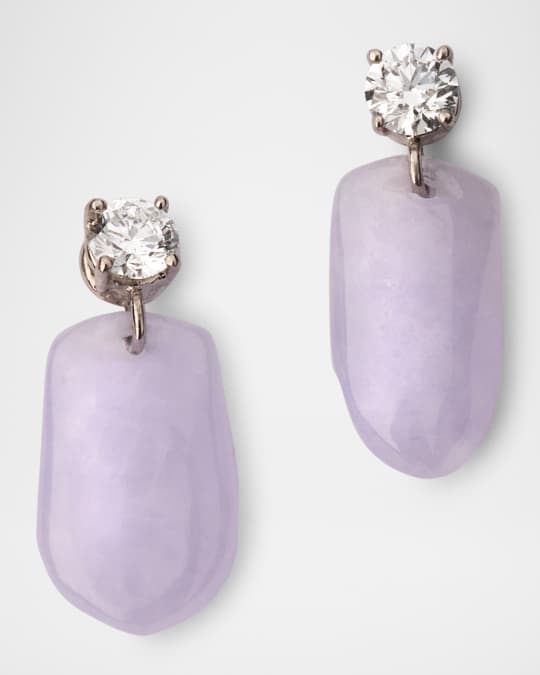 NM Estate Estate Platinum Lavender Jadeite and Diamond Earrings ...
