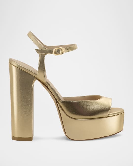 Stuart Weitzman Dayna Boost Metallic Leather Platform Sandals | Neiman ...
