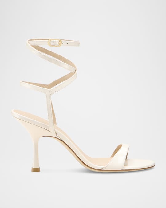 Stuart Weitzman Nudist Patent Leather Ankle-Wrap Sandals | Neiman Marcus