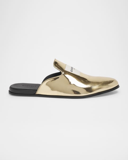 Givenchy Logo Label Mirror Leather Mules | Neiman Marcus