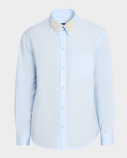 Simone Rocha Men's Pearly-Collar Formal Cotton Button-Down Shirt ...