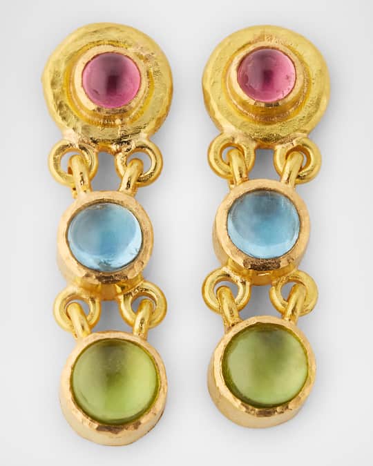 Elizabeth Locke 19K Yellow Gold Tutti Frutti Chandelier Earrings with ...
